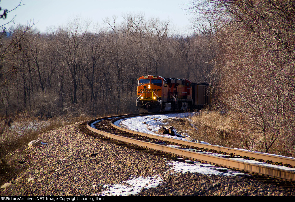 BNSF 6426 leans Hard into the curve.